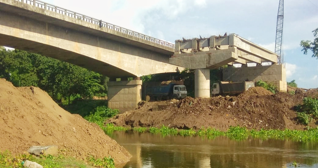 NH12 Bridge Work Blocks Churni River Course